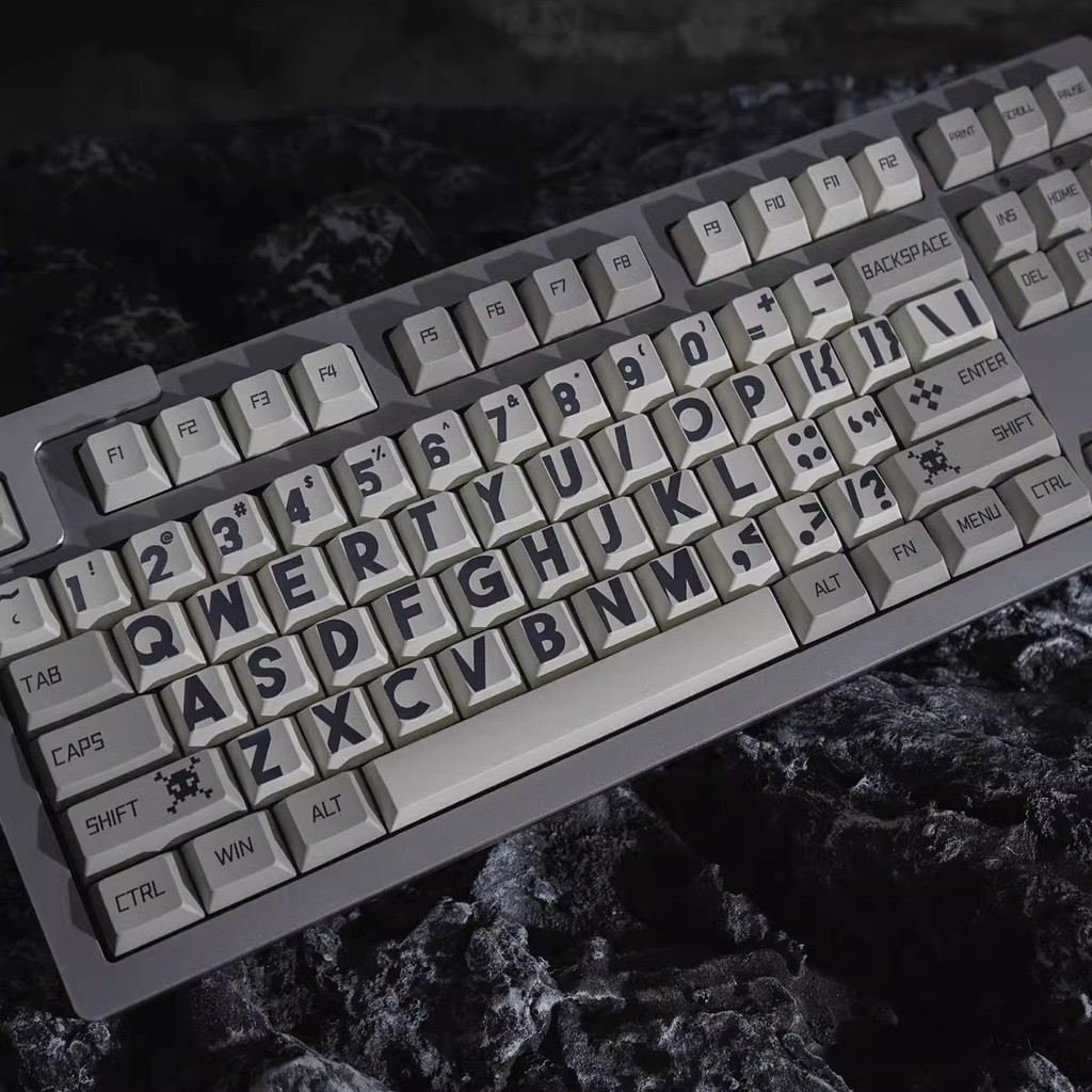 142 Keys Retro black Gray keycaps Large Font PBT Cherry Profile Five ...