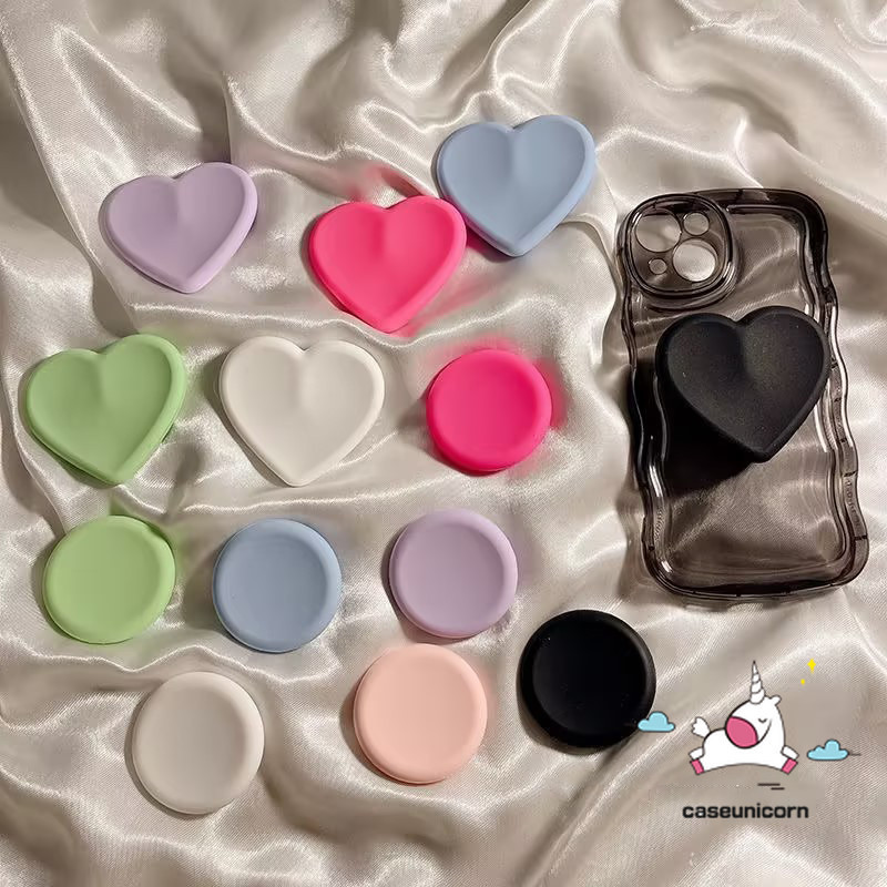 Candy Color Macaron Universal Foldable Ring Holder Support Love Heart Round Circle Crystal Jelly ...