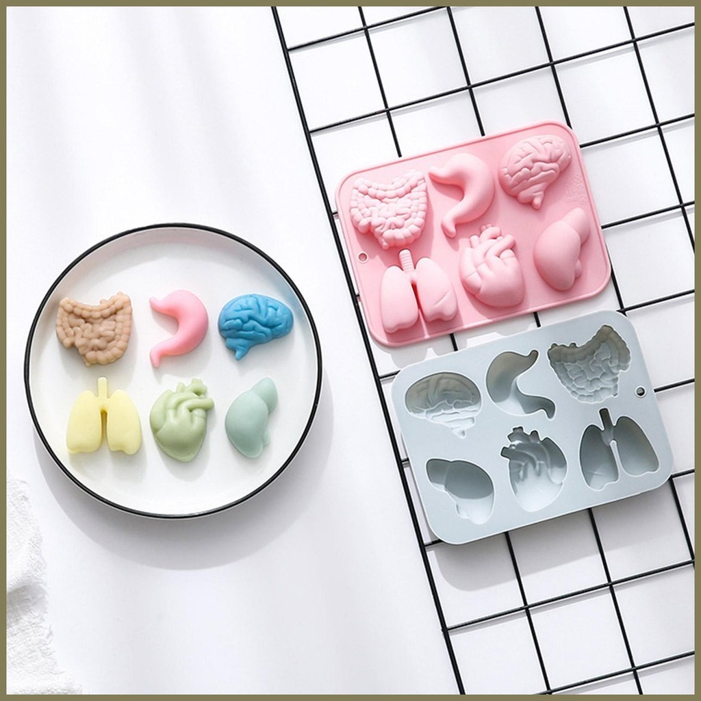 Organ Silicone Mold Heart Brain Stomach Liver Intestinal Lung Fondant ...