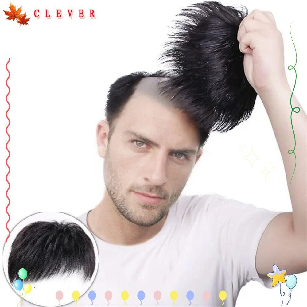 CLEVER Men's Wig Patch, Natural with Around Hair Thick Human Hair ...