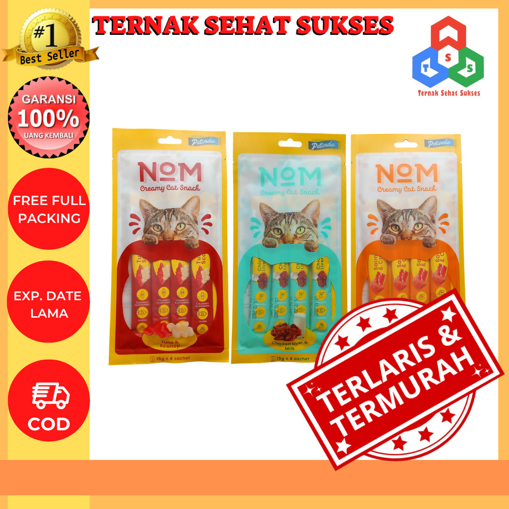 Nom CREAMY CAT Snack 15 gr x 4 Sachets - TSS1 CAT Wet Snack | Shopee ...
