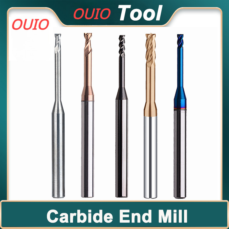OUIO HRC55 Hrc60/65 2/3/4 Flute Tungsten Carbide End Mill Milling Cutter Cnc Routerbits Flute ...