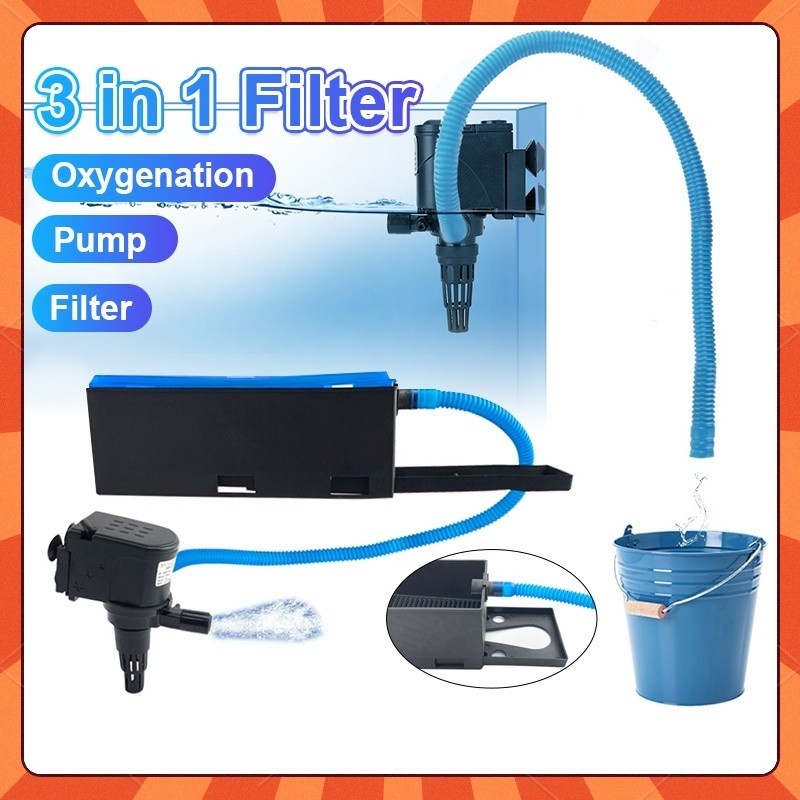 Filter for Aquarium 3 in 1 Power Head Pump Air Oxygen Aerator Aerobic ...