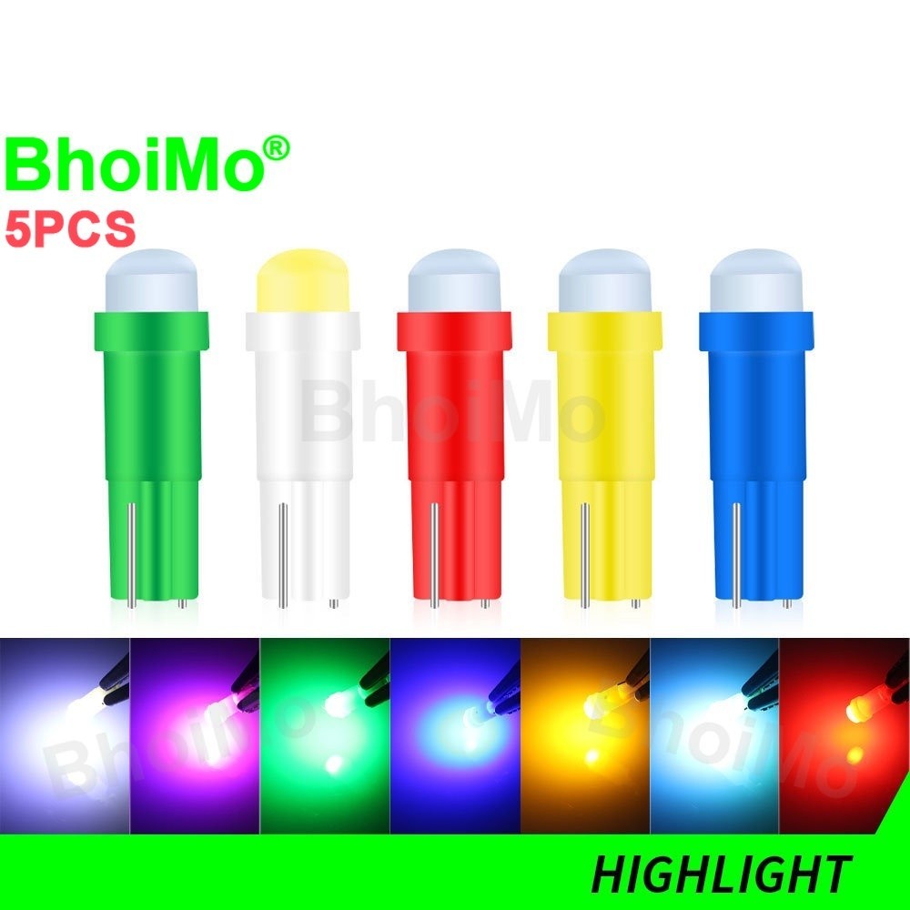 BhoiMo 5PCS high quality COB Motorcycle signal dashboard led light T5 led W3W 17 73 74 501 Car ...