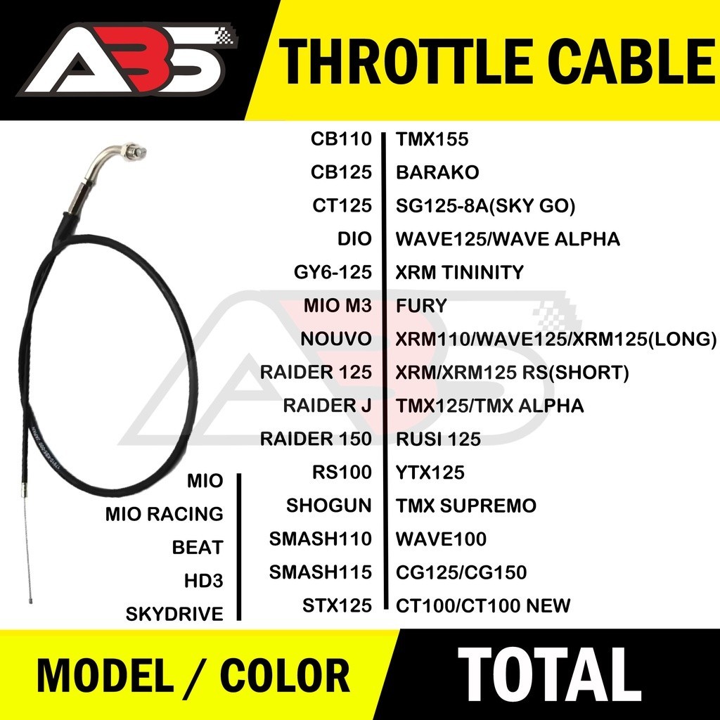 THROTTLE CABLE motorcycle parts TMX / WAVE100 / CT100 / CT100NEW ...