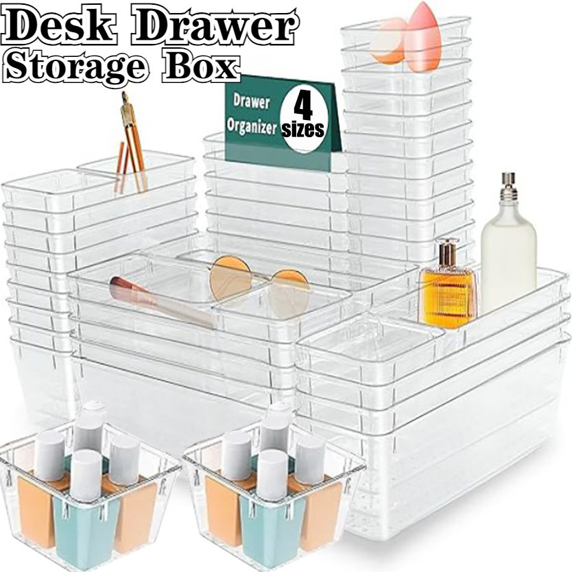 4 Sizes Desk Drawer Divider Organizers Storage Bins / Makeup Jewelry ...