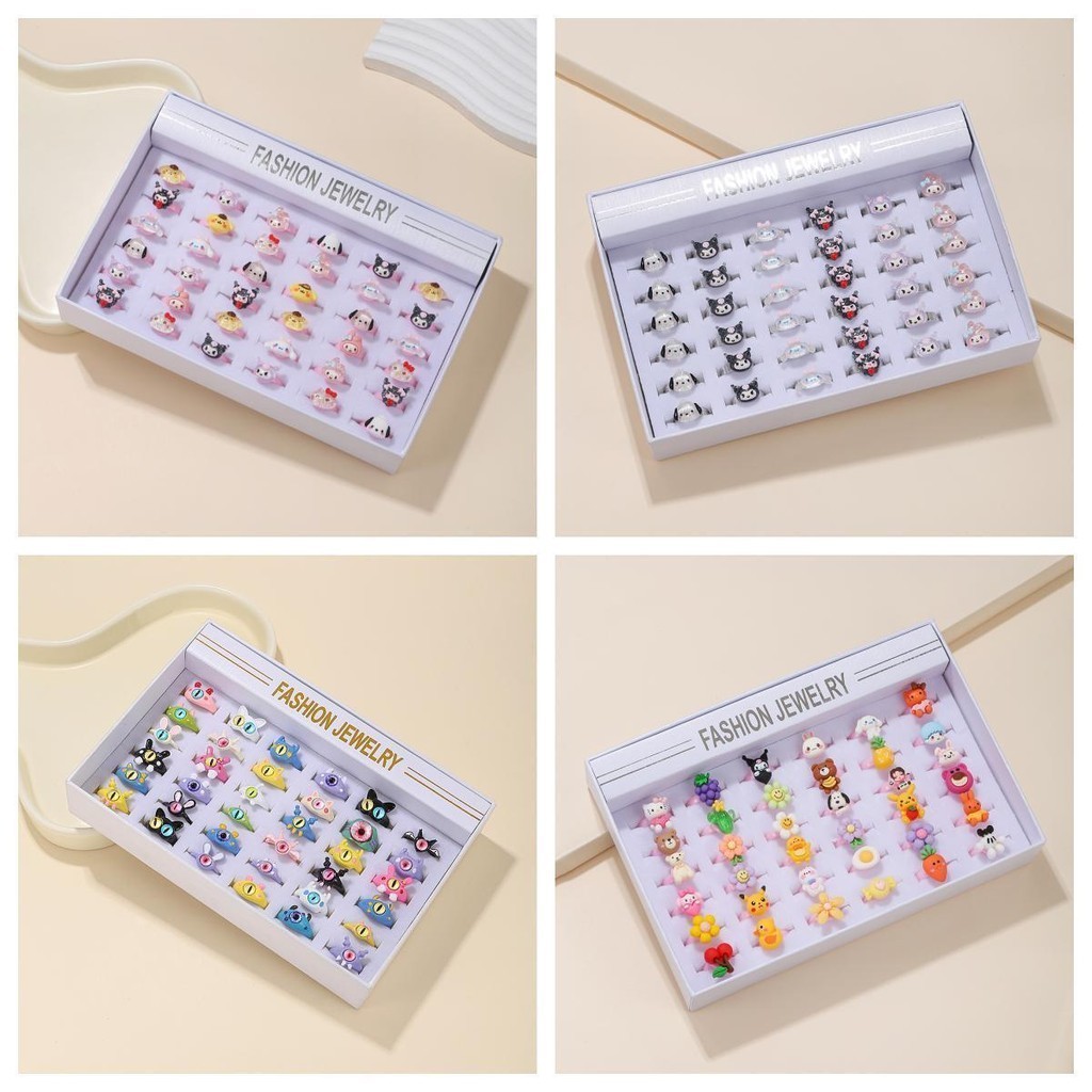 Kuromi Ring/36 Boxes Cartoon Little Monster Ring Female Children Sanrio ...