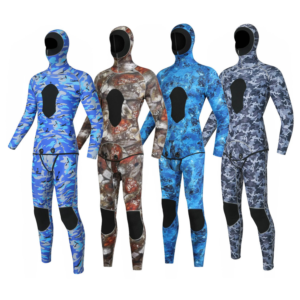 [Legend2] Hooded Camouflage 3mm Two Piece Neoprene Wetsuit Scuba Diving ...