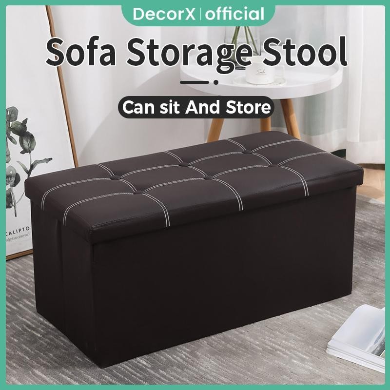 STORAGE BOX CHAIR STOOL FOLDABLE STORAGE BOX LEATHER FOLDING STORAGE ...