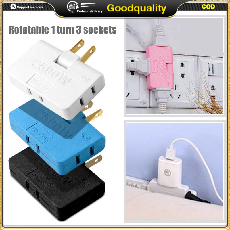 3 in 1 Extension Plug Adapter Foldable, Adapter,Mini Rotatable Socket ...