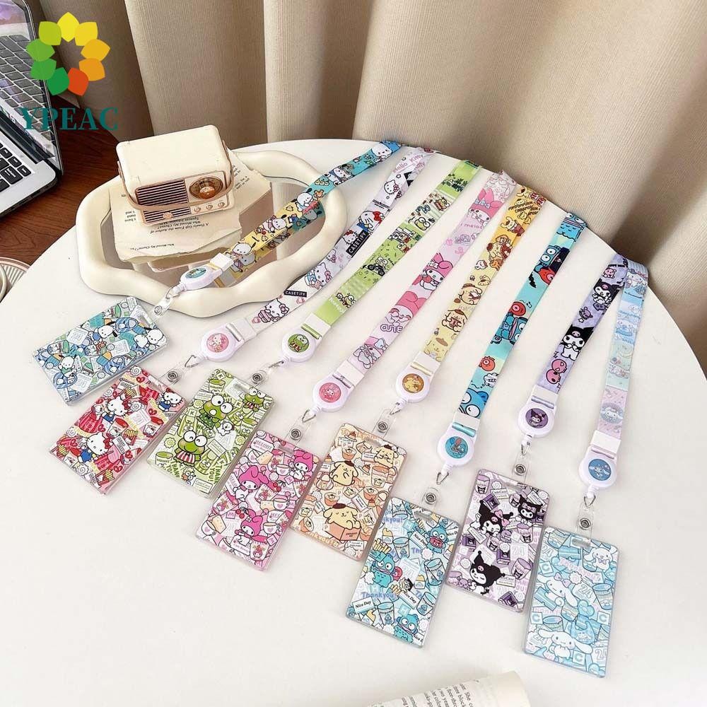 YPEAC Kitty Cat Card Holder, Long Rope Cartoon Card Case Student Card ...