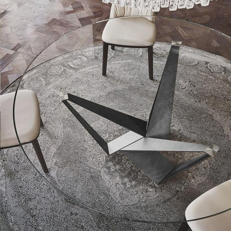 Luxury Transparent Tempered Glass Dining Table Round Multi-Person ...