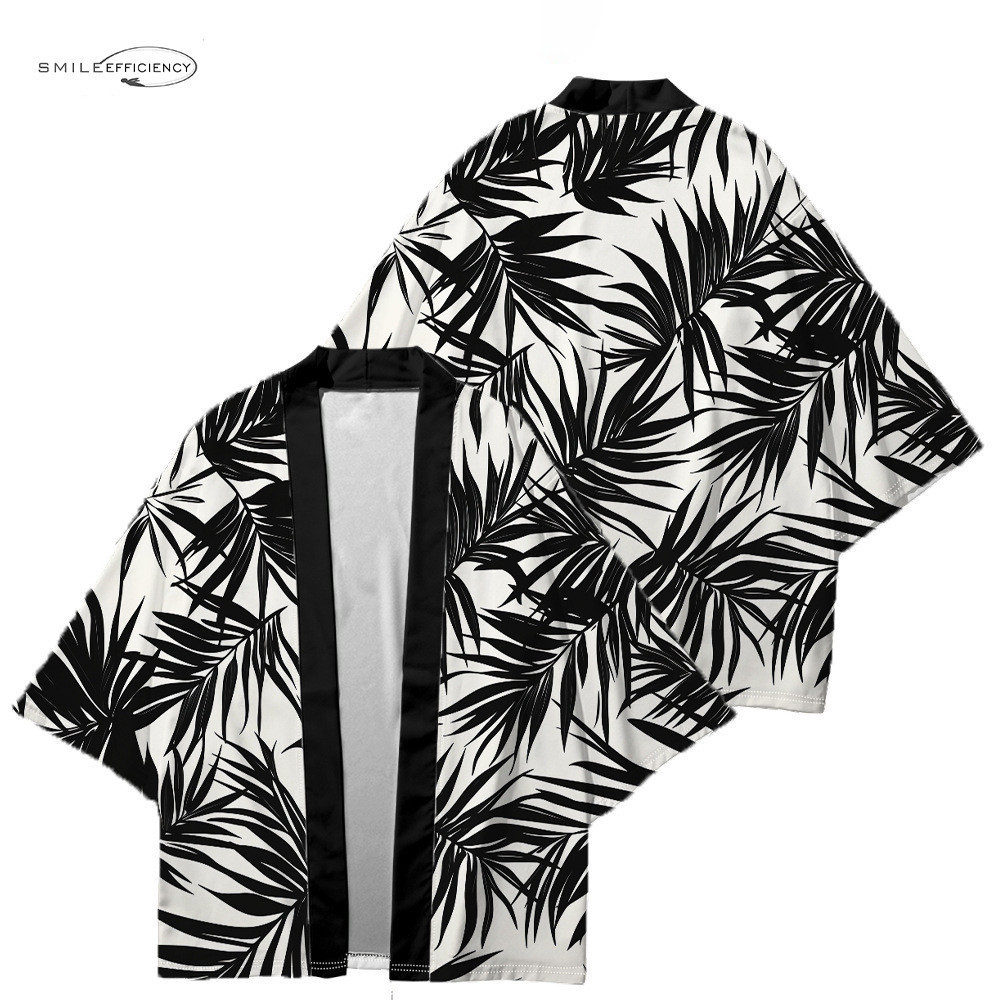 New Men's Hawaii Cardigan Taoist Robe Retro Style Summer Vacation Beach ...