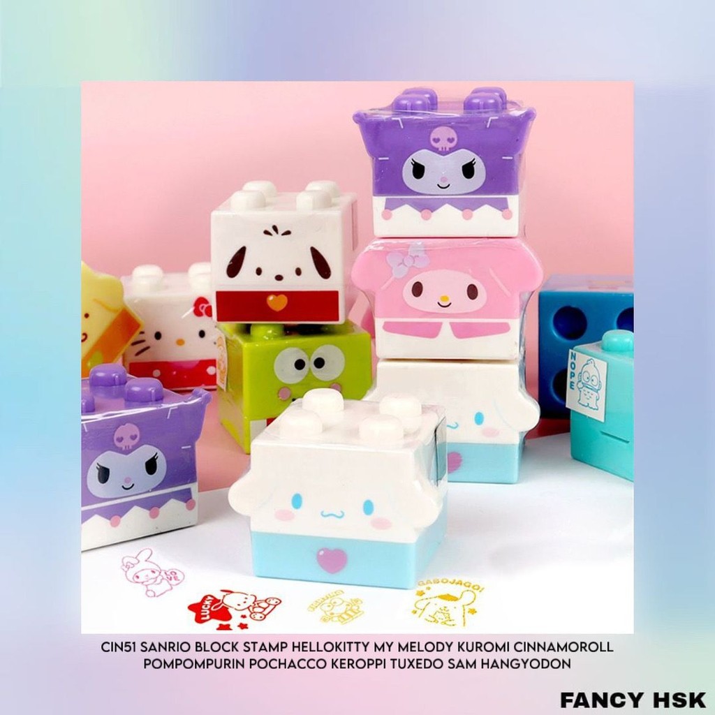 Korea SANRIO BLOCK STAMP HELLOKITTY MY MELODY KUROMI CINNAMOROLL ...