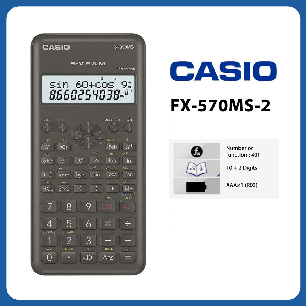 Casio FX-570MS Second Edition Standard Scientific Calculators ️Non ...