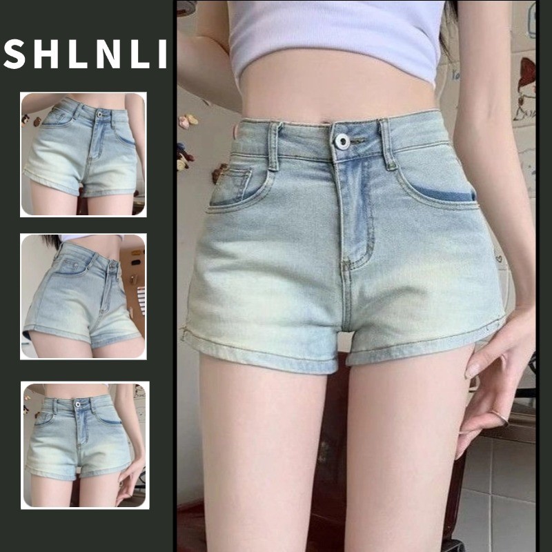 American Style Hip Hugging Denim Women's Shorts for Summer Thin Slim ...