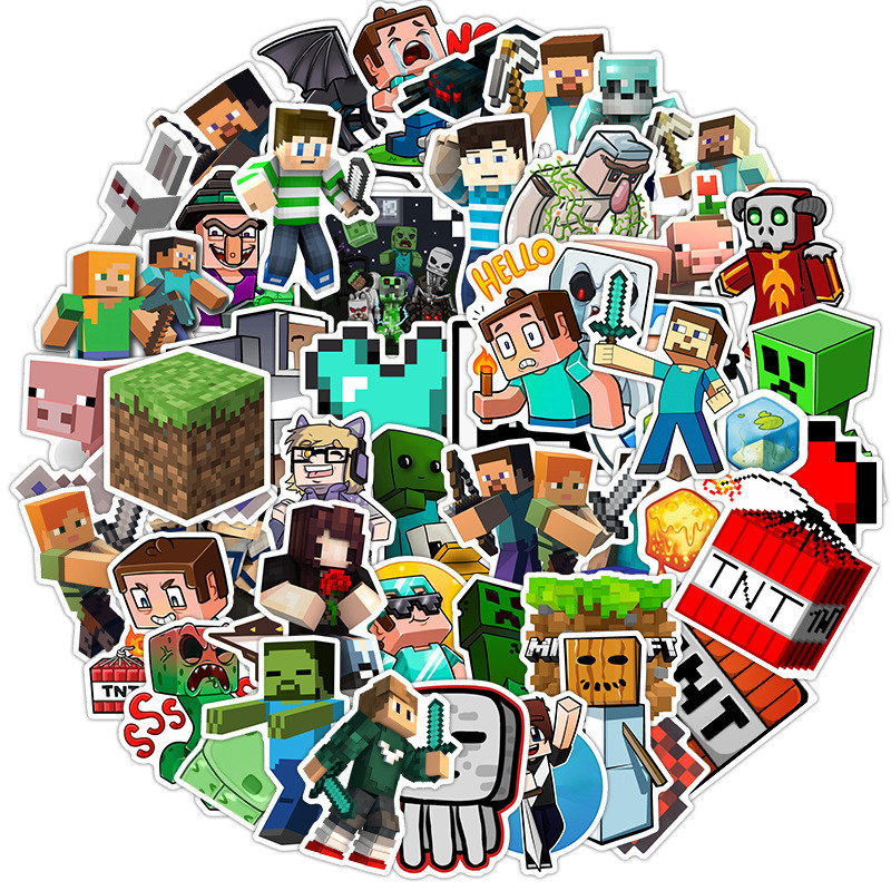 DIY Sticker Minecraft 50Pcs Scrawl Pixel Style My World MC Kid Toys ...