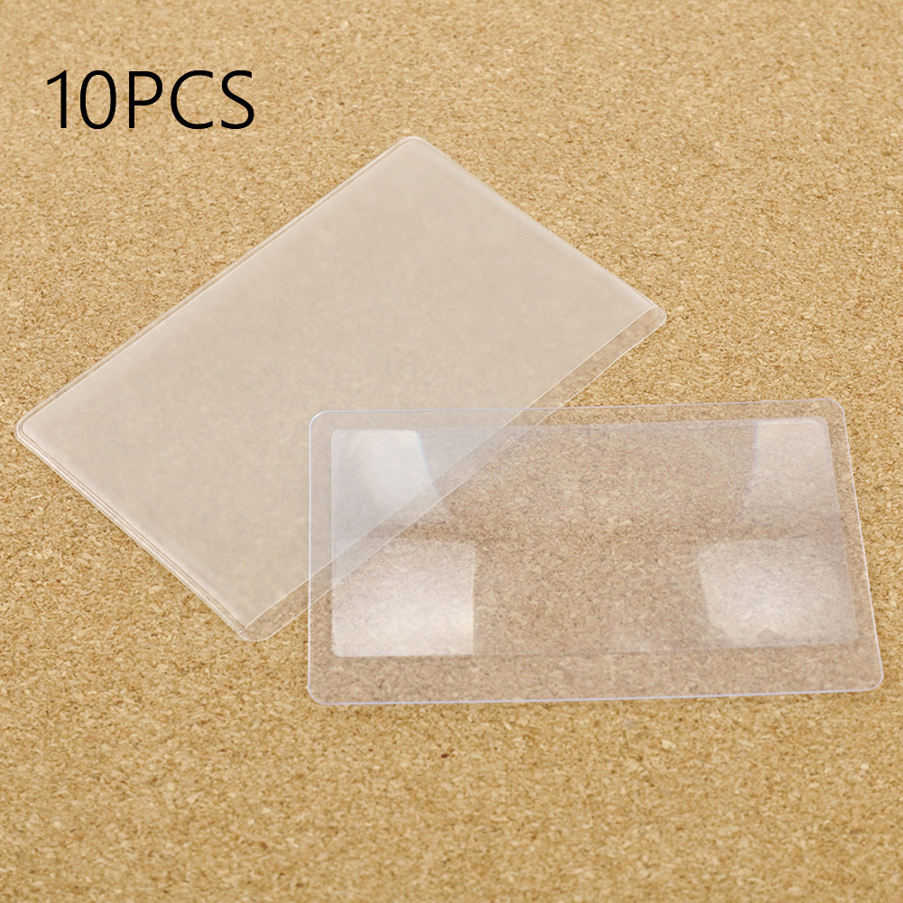 10 PCS 3 X Magnifier Pocket Credit Card Transparent Magnifying Glass ...
