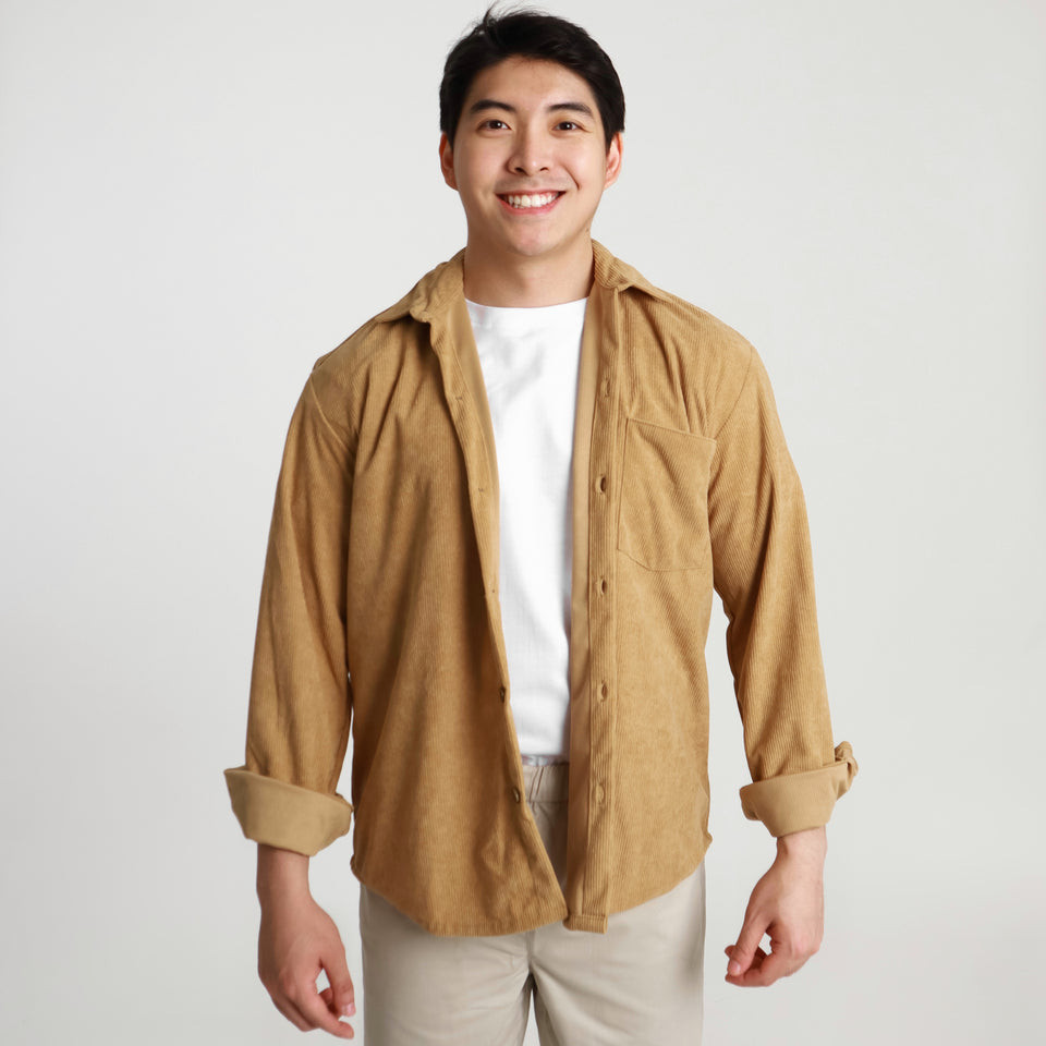 EL FELIPE Heritage Men Buttondown with Pocket Corduroy Jacket in Khaki ...