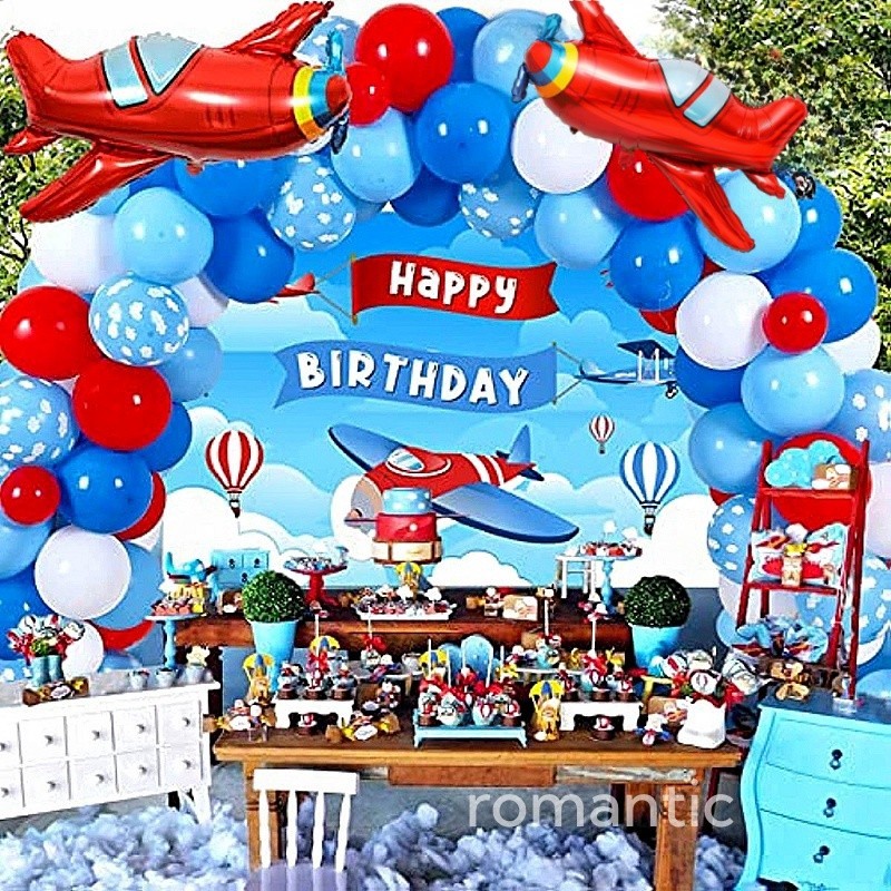 Red Retro Aircraft Balloons Large Airplane Foil Balloon Birthday ...
