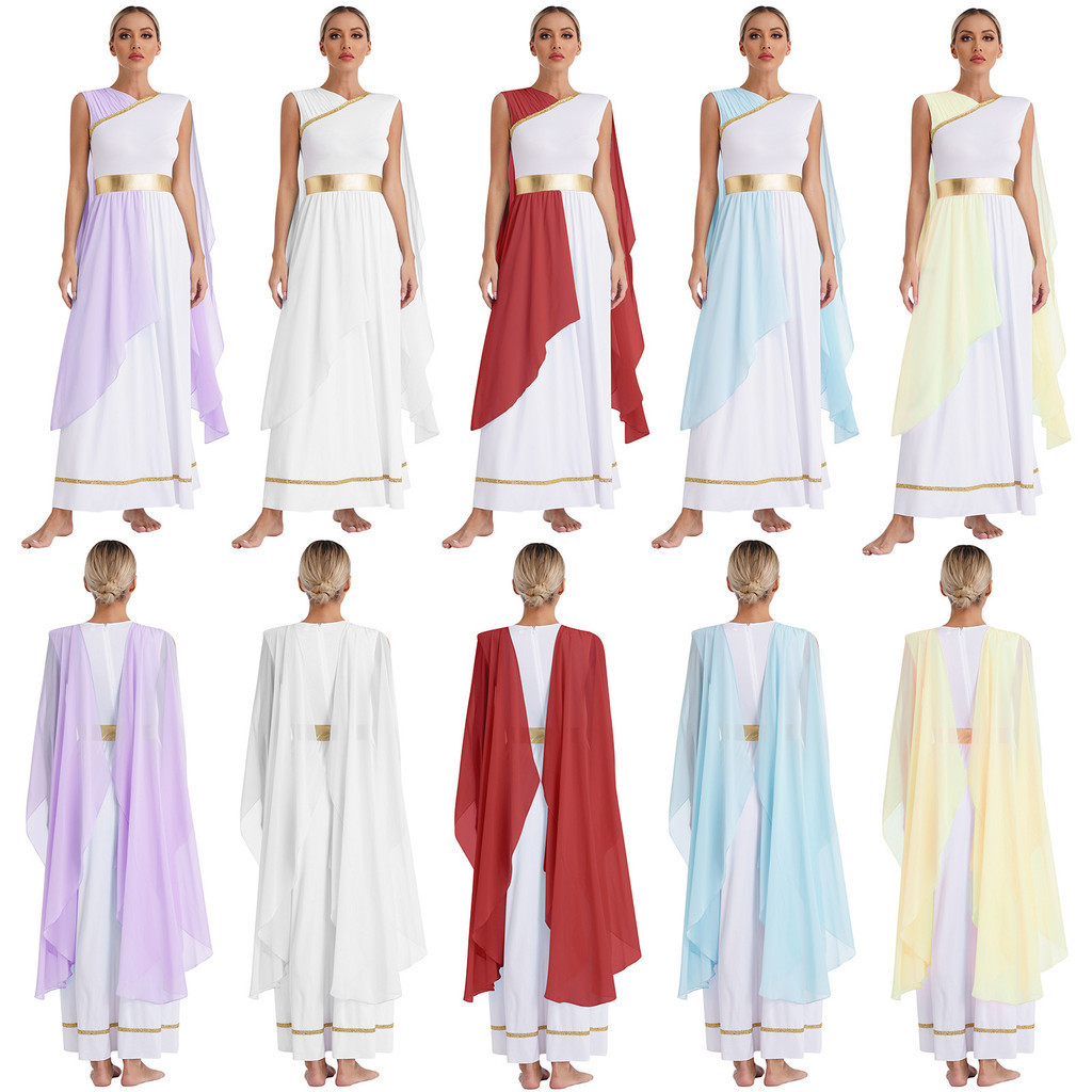 Yeahdor Adult Ancient Grecian Toga Costume Women Halloween Greek ...
