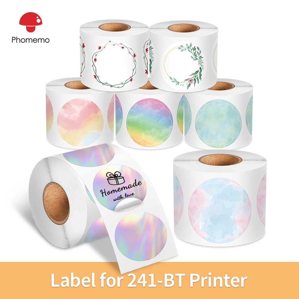 Thermal Label Paper Round Sticker Waterproof Label for Phomemo 241 BT ...
