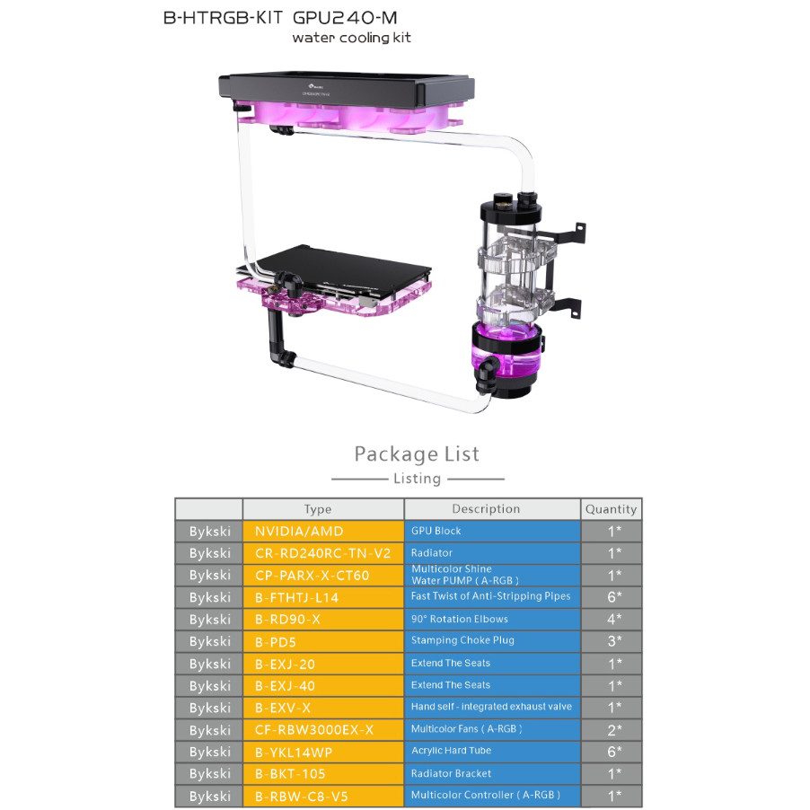 Computer Water Cooling Set For PC Case Bykski Split Type Rigid/Soft ...