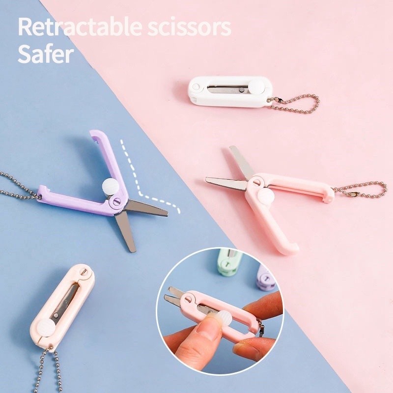 Mini Retractable Scissors Portable Clipper DIY Cutter Stationery ...