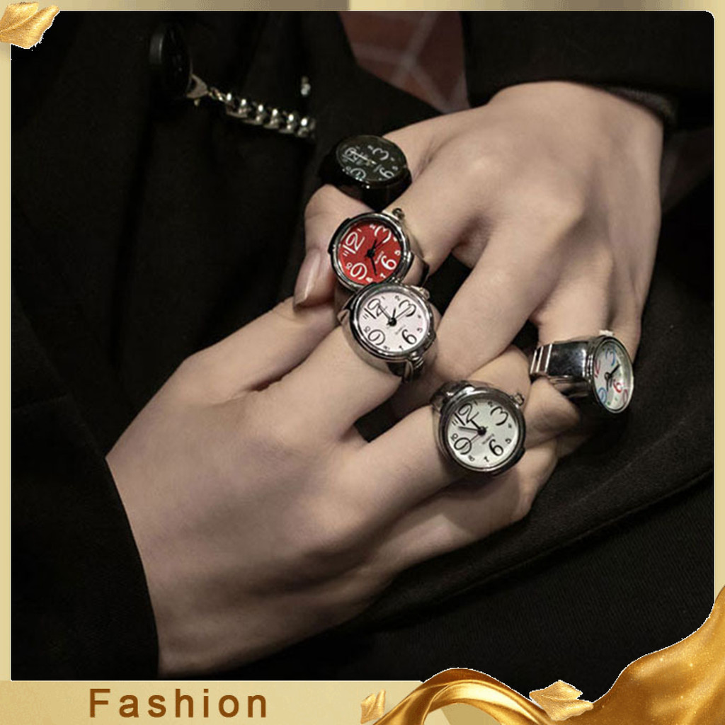 cFJC_ Finger Watch Mini Adjustable Elastic Strap Quartz Movement ...