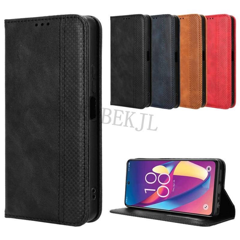 TCL 50 XL 501 502 50 SE TCL50 Flip Case Retro Magnetic Business PU ...