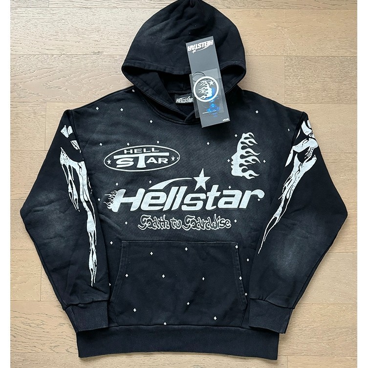 Hellstar pure cotton jacket hip-hop fashion retro distressed hell star ...