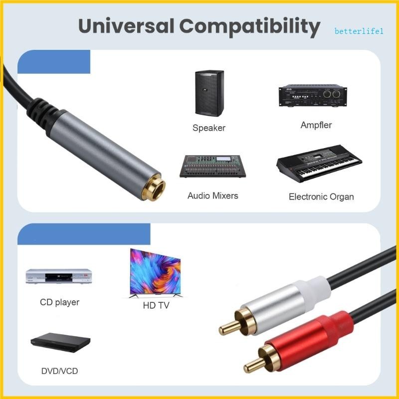 BTM 6 35mm 1 4 Female Stereo to 2 RCA Y Splitters Male Extension ...