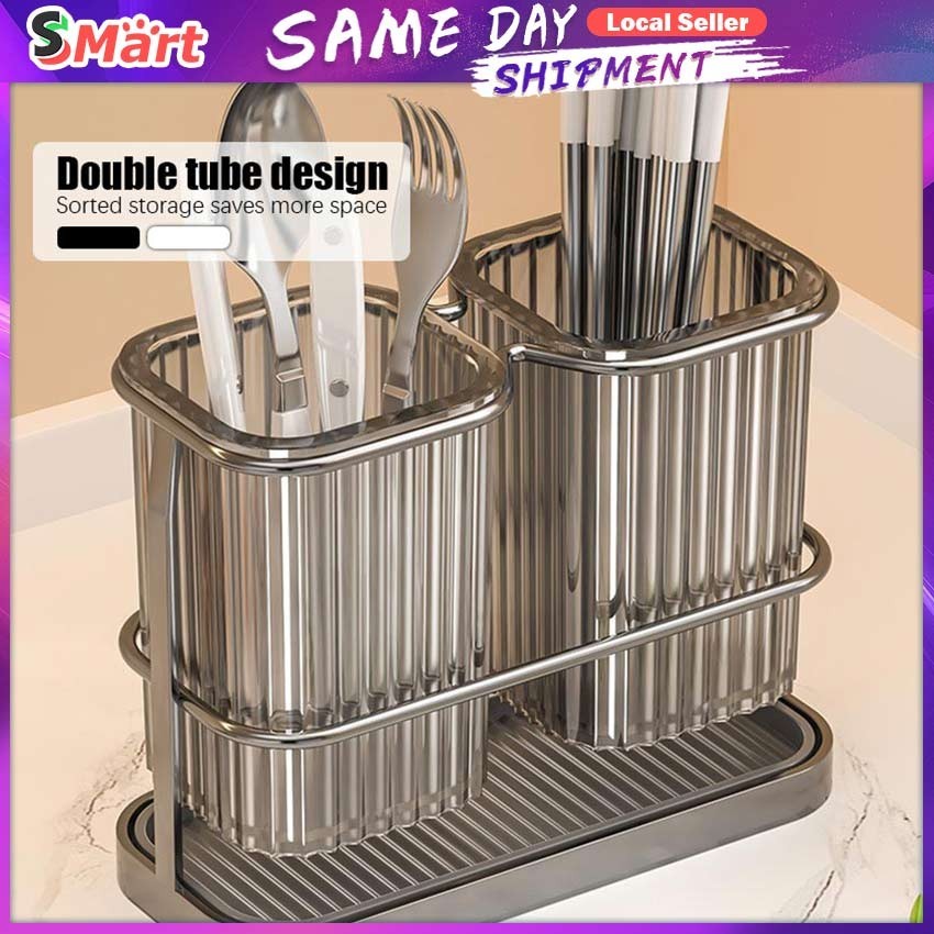 Utensil Holder Cutlery Drainer Wall Mounted Chopsticks Organizer Spoon ...