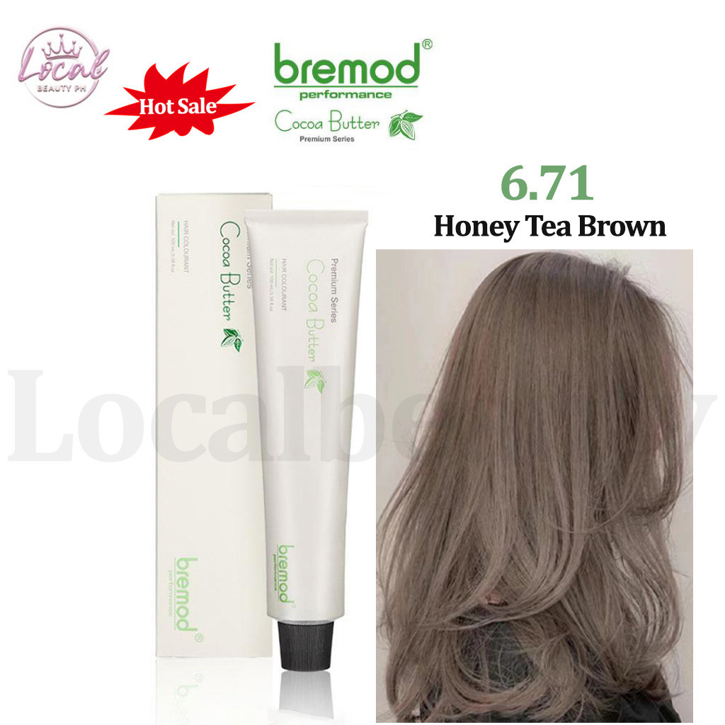 Bremod Cocoa Butter Hair Color 6.71 Honey Tea Brown Oxidizer 6% 9% 12% ...
