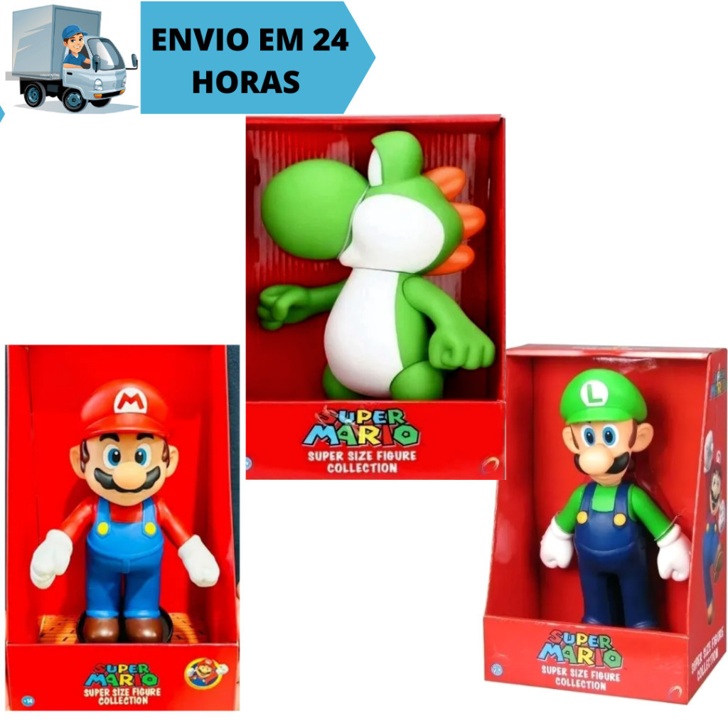 23CM Super Mario Bros Pvc Dolls Mario Bros Luigi Yoshi Collectible ...