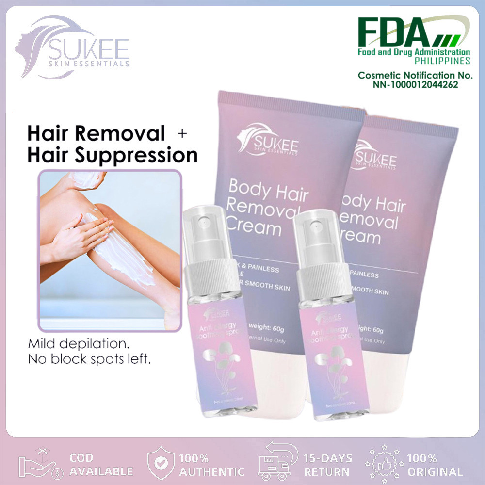 1SET SUKEE Hair Removal Cream 60G with Anti-allergy Soothing Spray 20ML ...