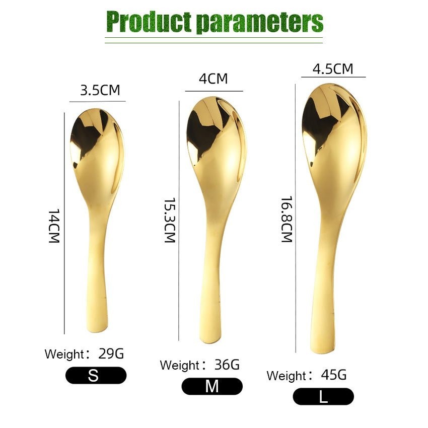 【SuperSales】 Golden Stainless Steel Round Teaspoons with Handle Fruit ...
