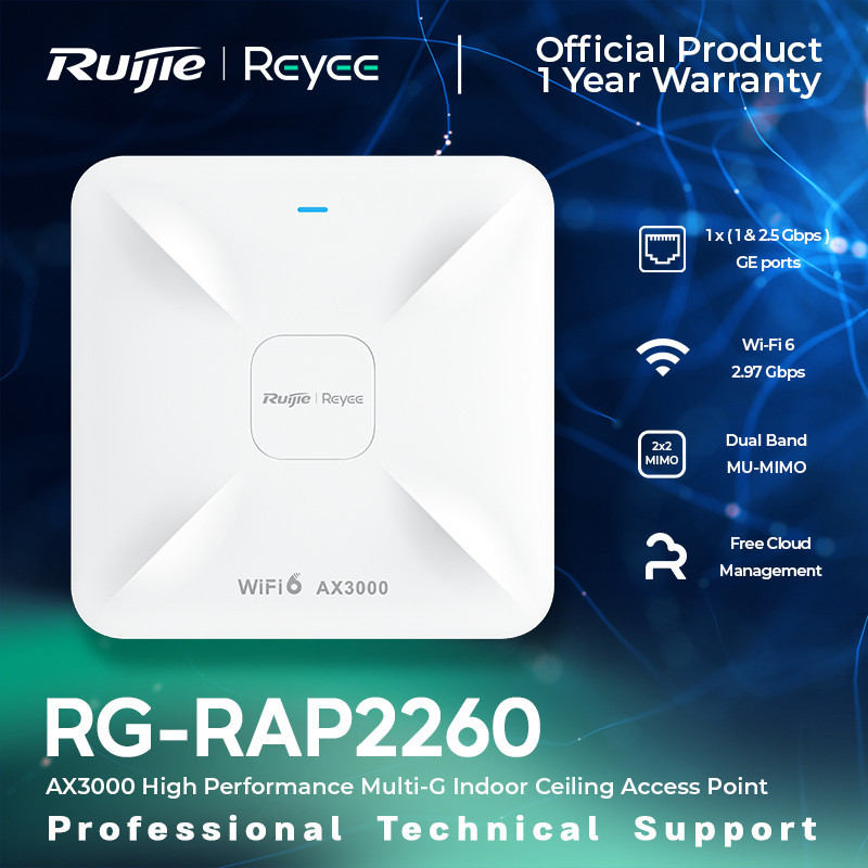 Ruijie-Reyee RG-RAP2260 Reyee Wi-Fi 6 AX3000 High Performance Multi-G ...