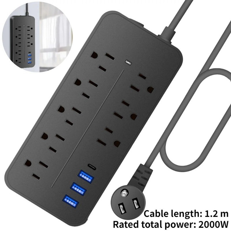 Power Surge Protection Plug 6/8 AC Outlets Multi Plug Socket with ...