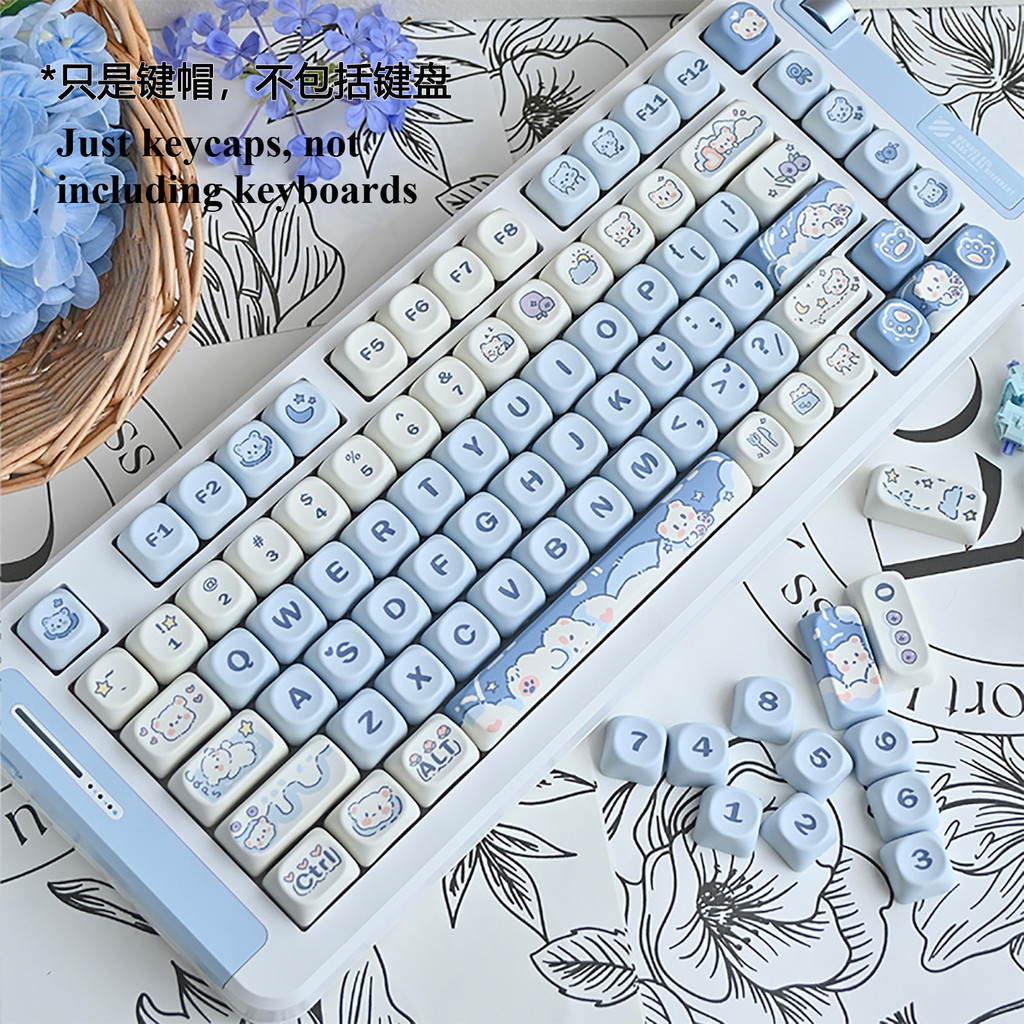 Mechanical Keyboard Accessories Blue Cute Cartoon Keycaps Cute Girl ...