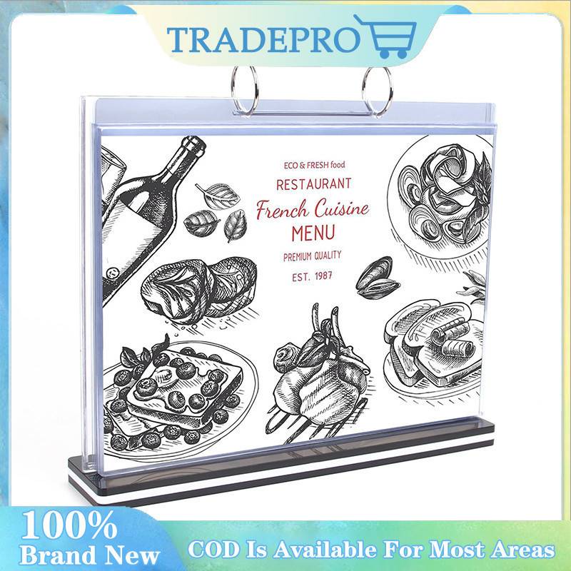 A4 Menu Display Holder 6 Pages Flip Menu Board Table Card Rack Acrylic ...