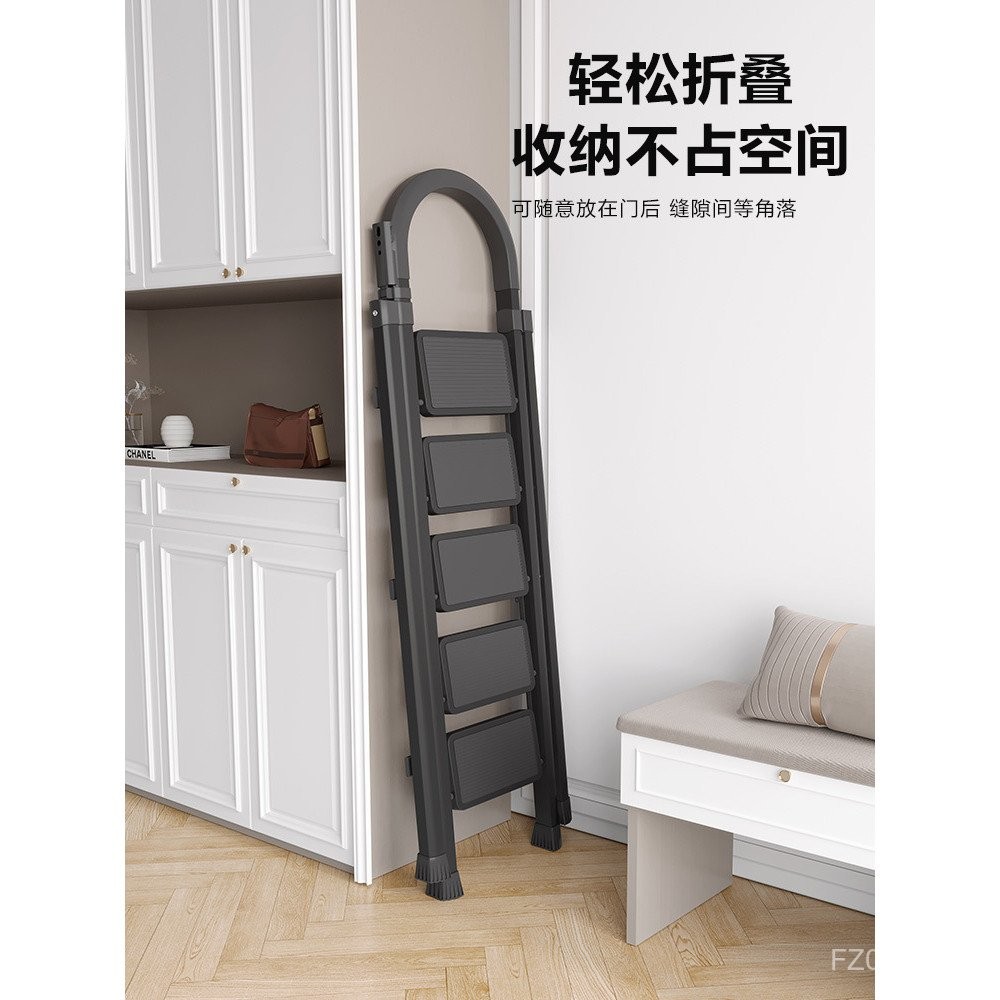 Thickened Retractable Trestle Ladder Household Five-Step Ladder ...