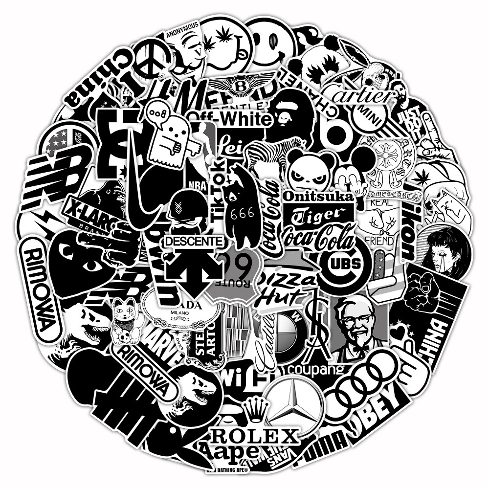 100pcs Urban Streetwear Sticker Pack - Black & White Graffiti Decals ...