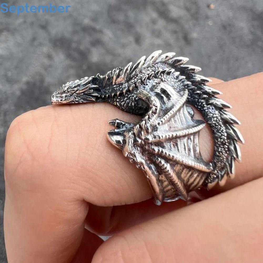 SEPTEMBERHL Dragon Rings, Punk Style Opening Pterosaur Wings Ring ...