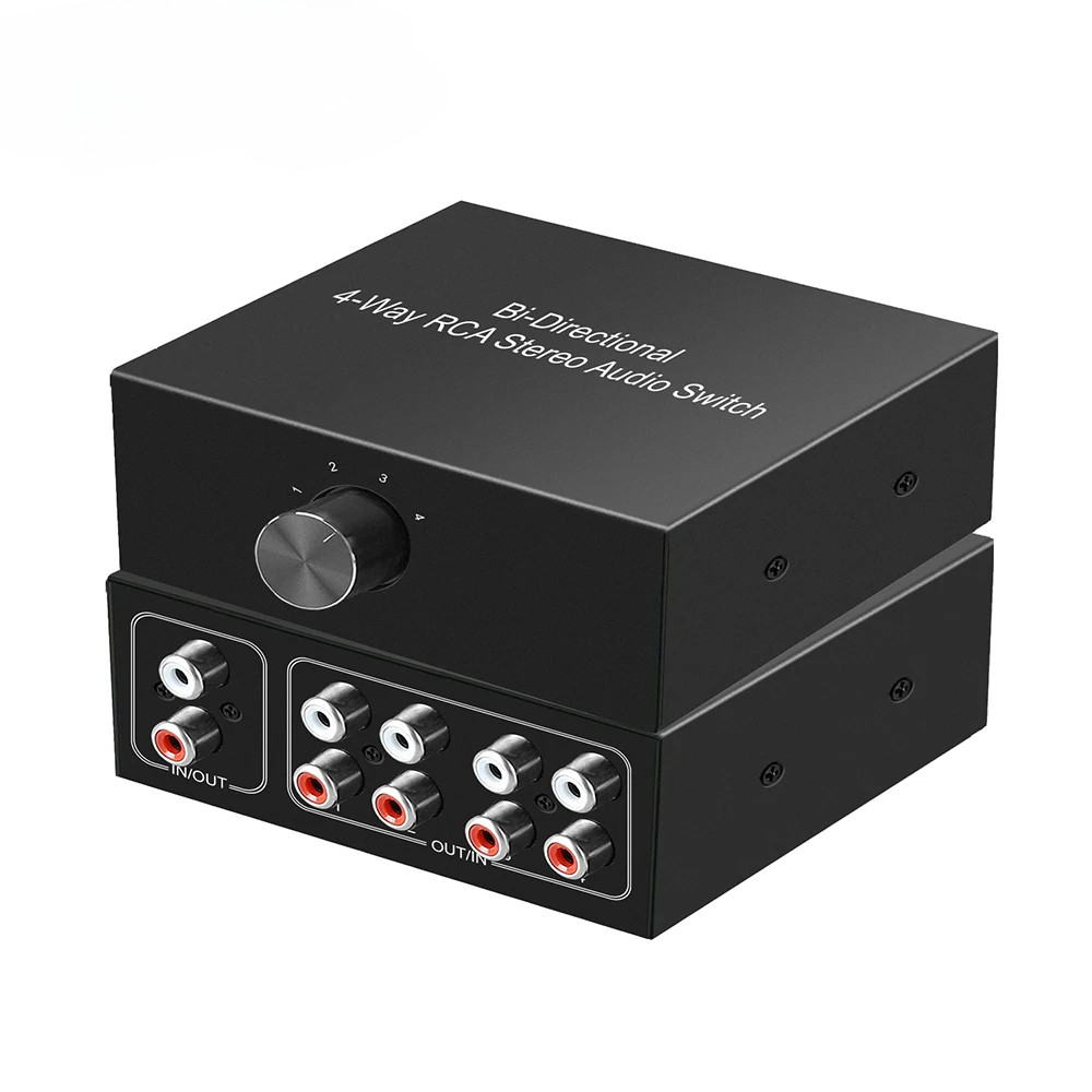 4 Way Bi-Directional RCA Stereo Audio Switch 1 In 4 Out or 4 In 1 Out L ...