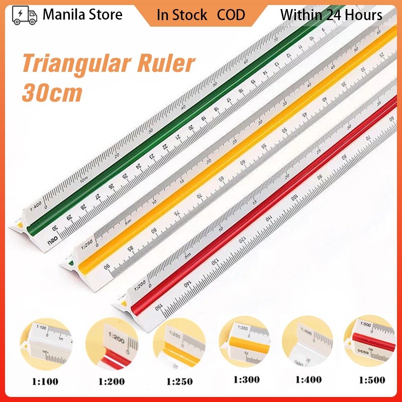3 Sides Triangular Metric Scale Ruler 1:100/200/250/300/400/500 Architect Engineer Measuring ...