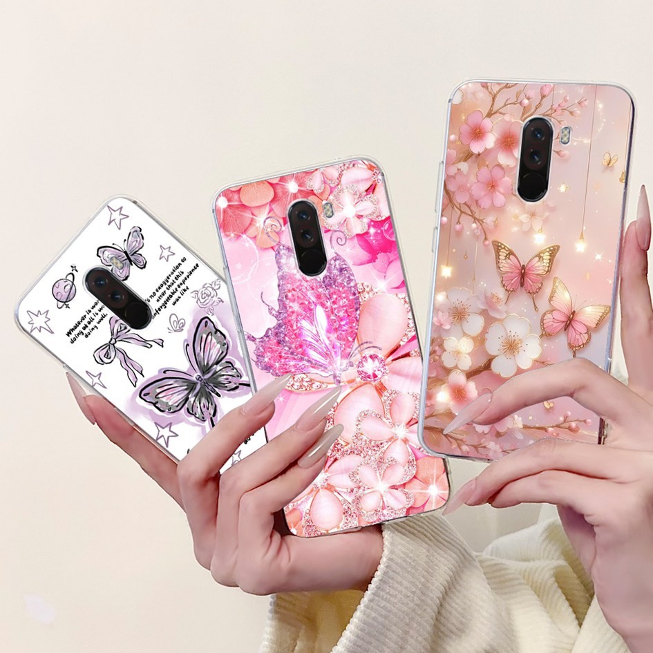 For Xiaomi Pocophone F1 Casing New Fashion Flower Butterfly Soft ...