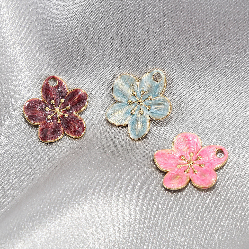 Stainless Steel Vacuum Plating Color Preservation Pink Flower Pendant ...