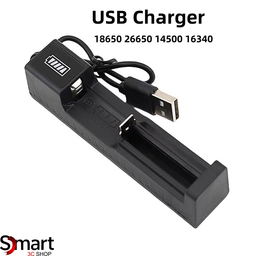 USB Charger 18650 26650 14500 Batteries Smart Charger 1-Slot USB ...