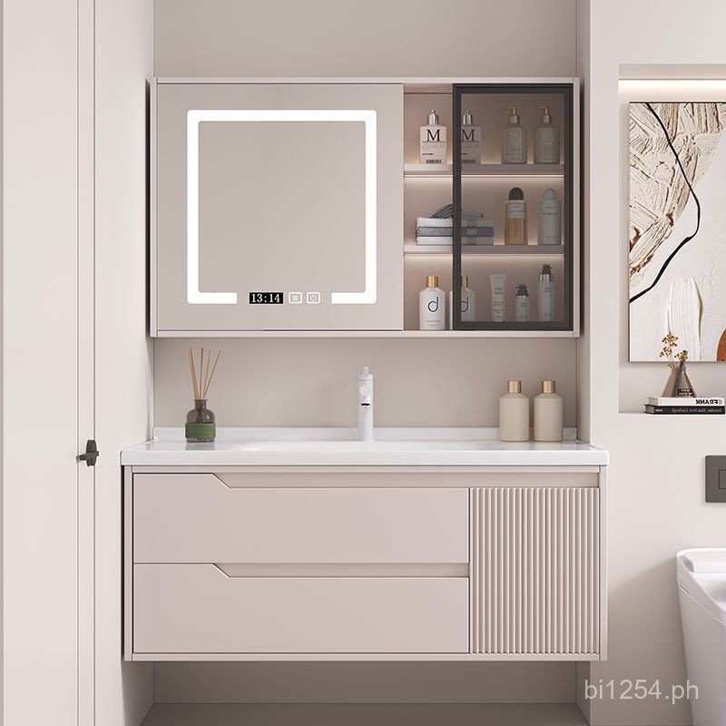 Paint Cream Washstand Sink Oak Bathroom Cabinet Combination Ceramic ...